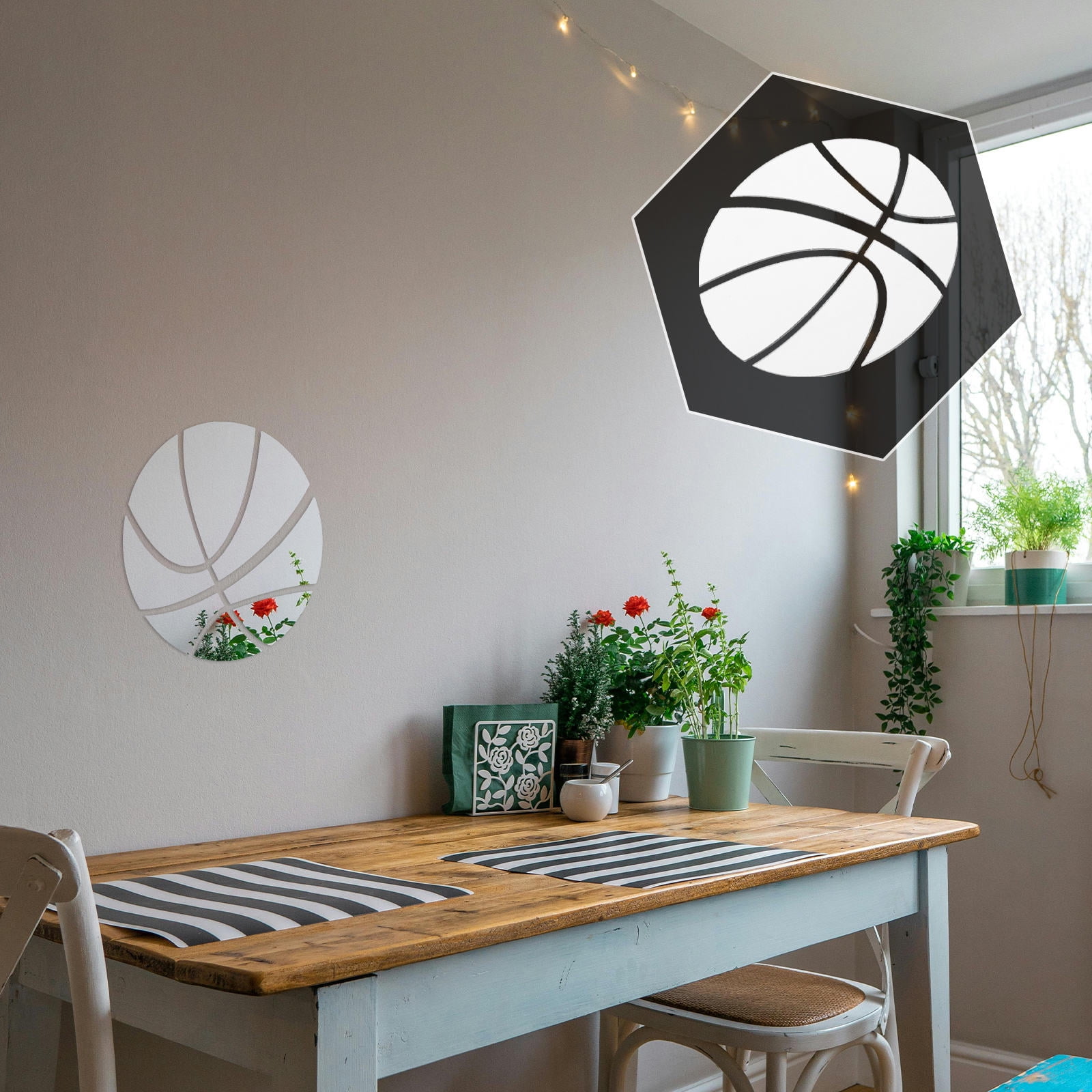 PBPBOX 1Pack Acrylic Basketball Mirror Sticker 5.9X5.9In Silver for ...