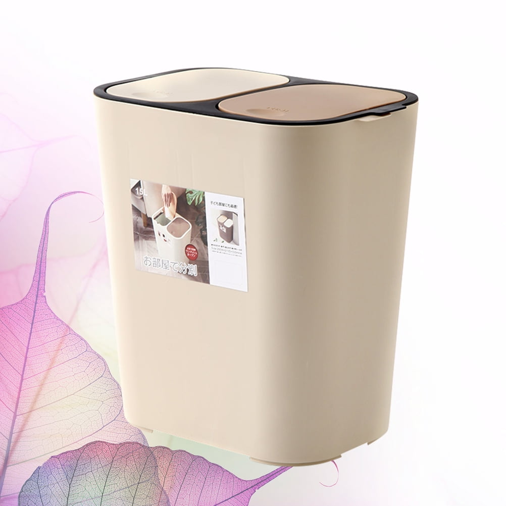PBPBOX 1Pack Office Trash Bins Classified Dustbin Beige PP Button ...