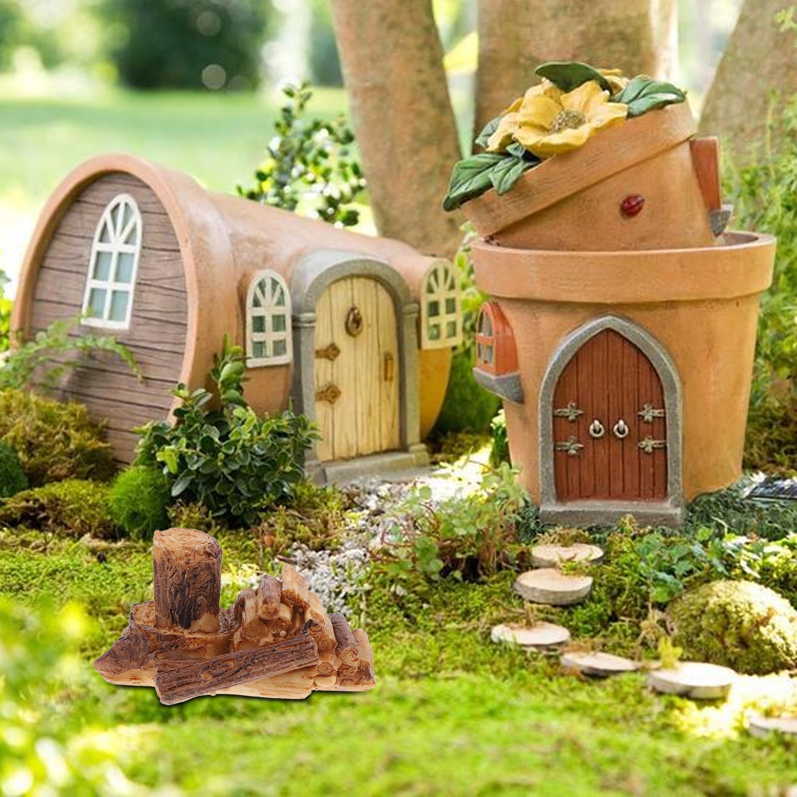 PBPBOX 1Pack Realistic Design Brown Resin Dollhouse Miniature Fireplace ...