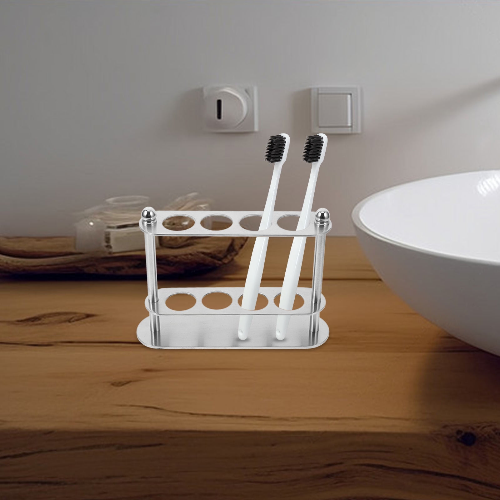 PBPBOX 1Set - Toothbrush Organizer Silver Color Rectangular Shape For ...