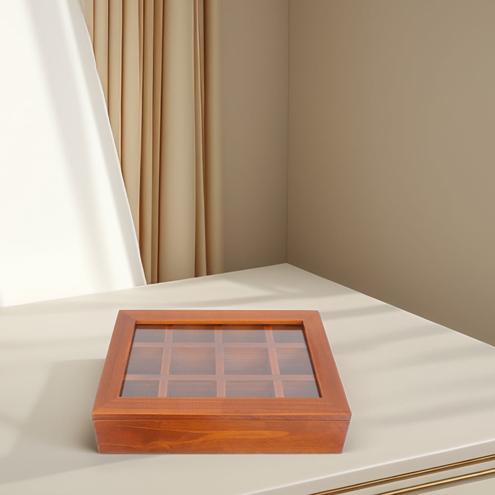 PBPBOX 1Set Wooden Tea Organizer with Acrylic Window Lid 12 Compartment ...