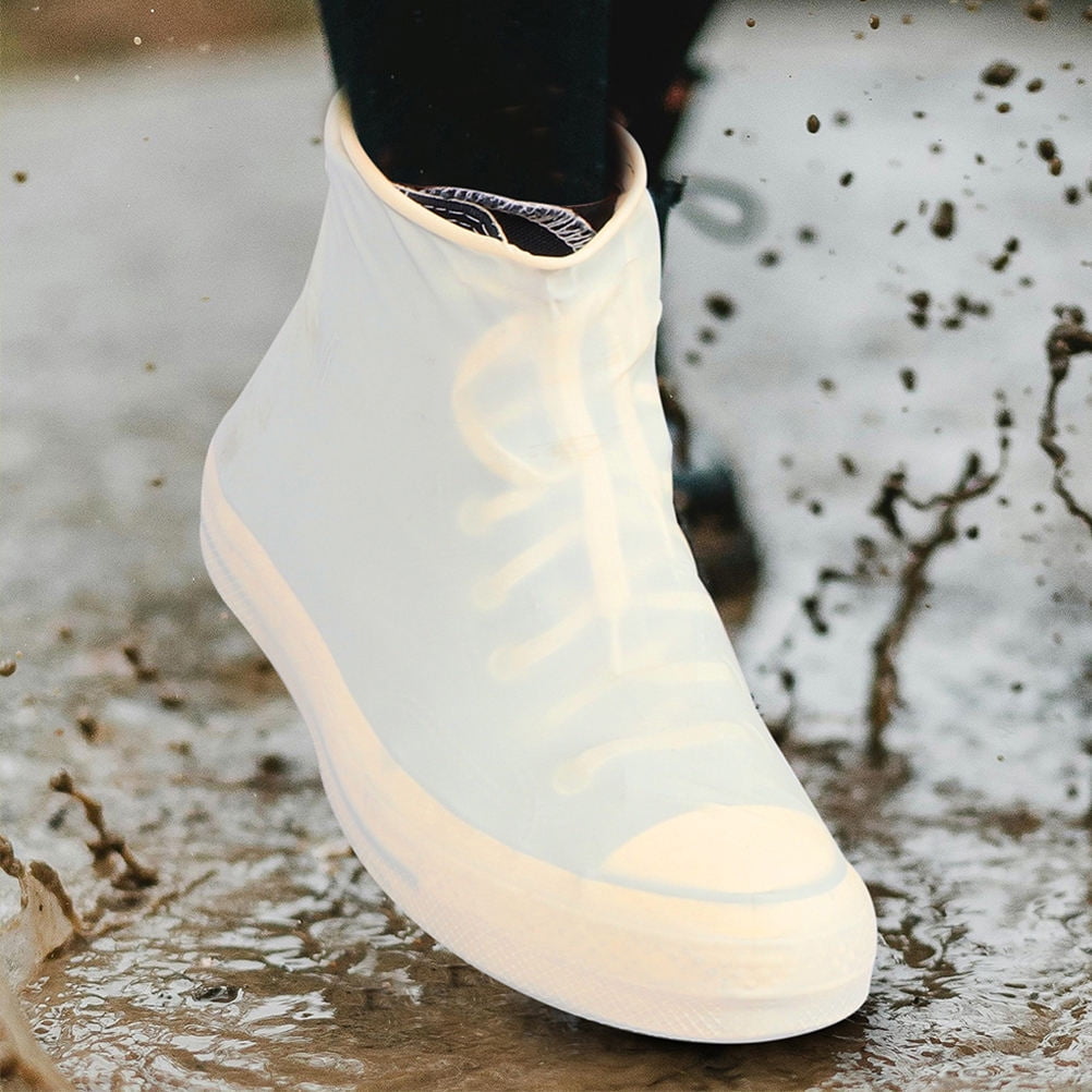 PBPBOX 2Pair White Waterproof Rain Boot Covers with Elastic Fit and Non ...