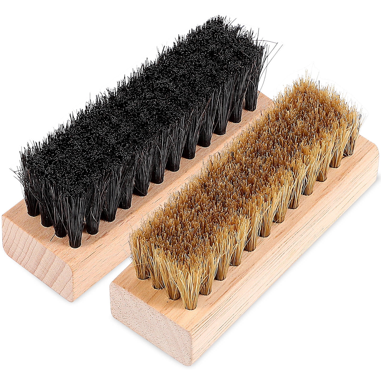 PBPBOX 2Pcs Shoe Brush Set with Wooden Handle and Dense Bristles for ...