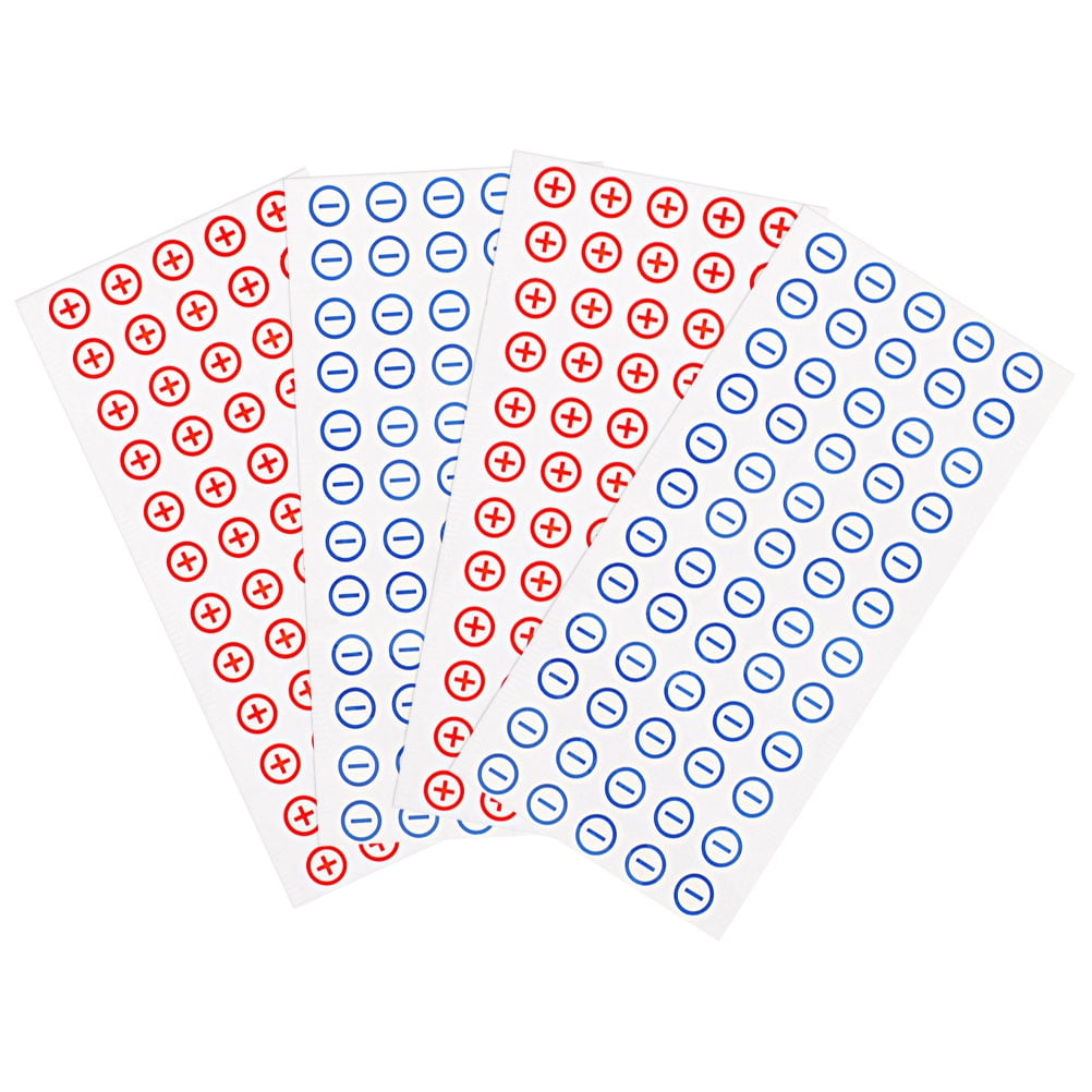 PBPBOX Self Adhesive Battery Polarity Stickers Red and Blue PVC Durable ...