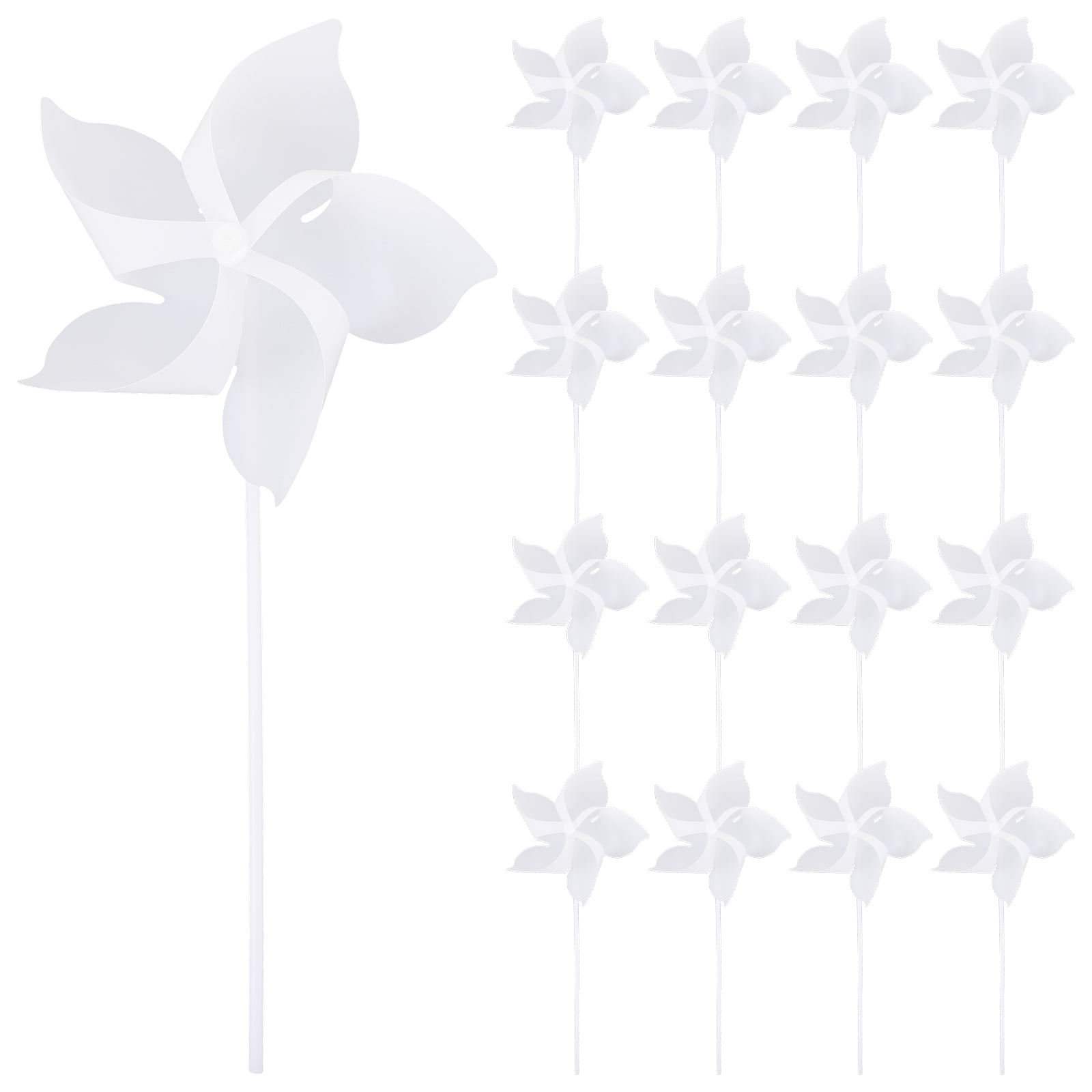 PBPBOX 24pcs Shiny Pinwheels White Plastic Visual Decoration Family ...