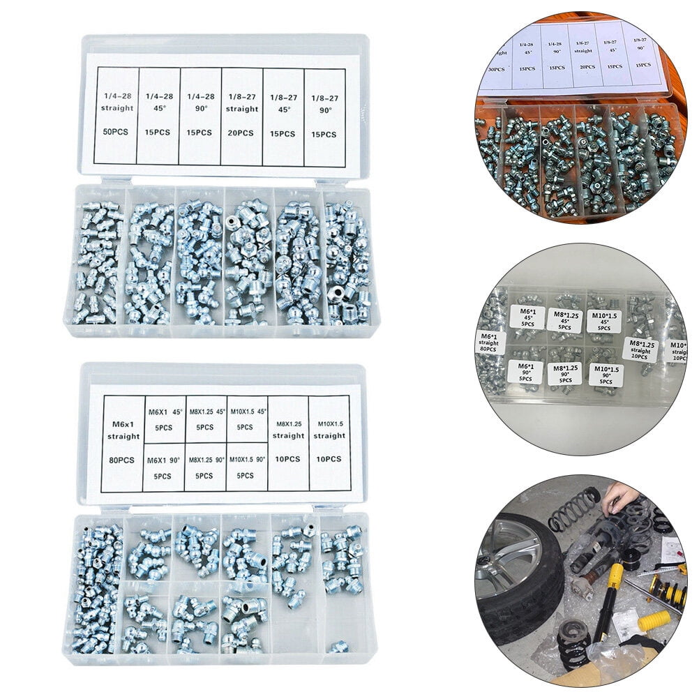 PBPBOX 260Pcs Straight Grease Fittings Galvanized Iron Practical Design ...