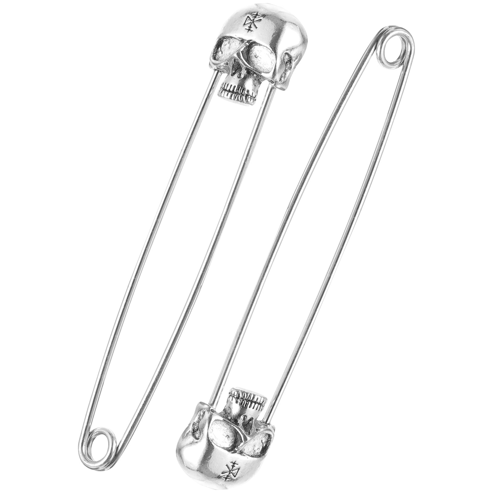 PBPBOX 2PCS Chic Skull Lapel Pins Safety Pin Style for Clothing ...