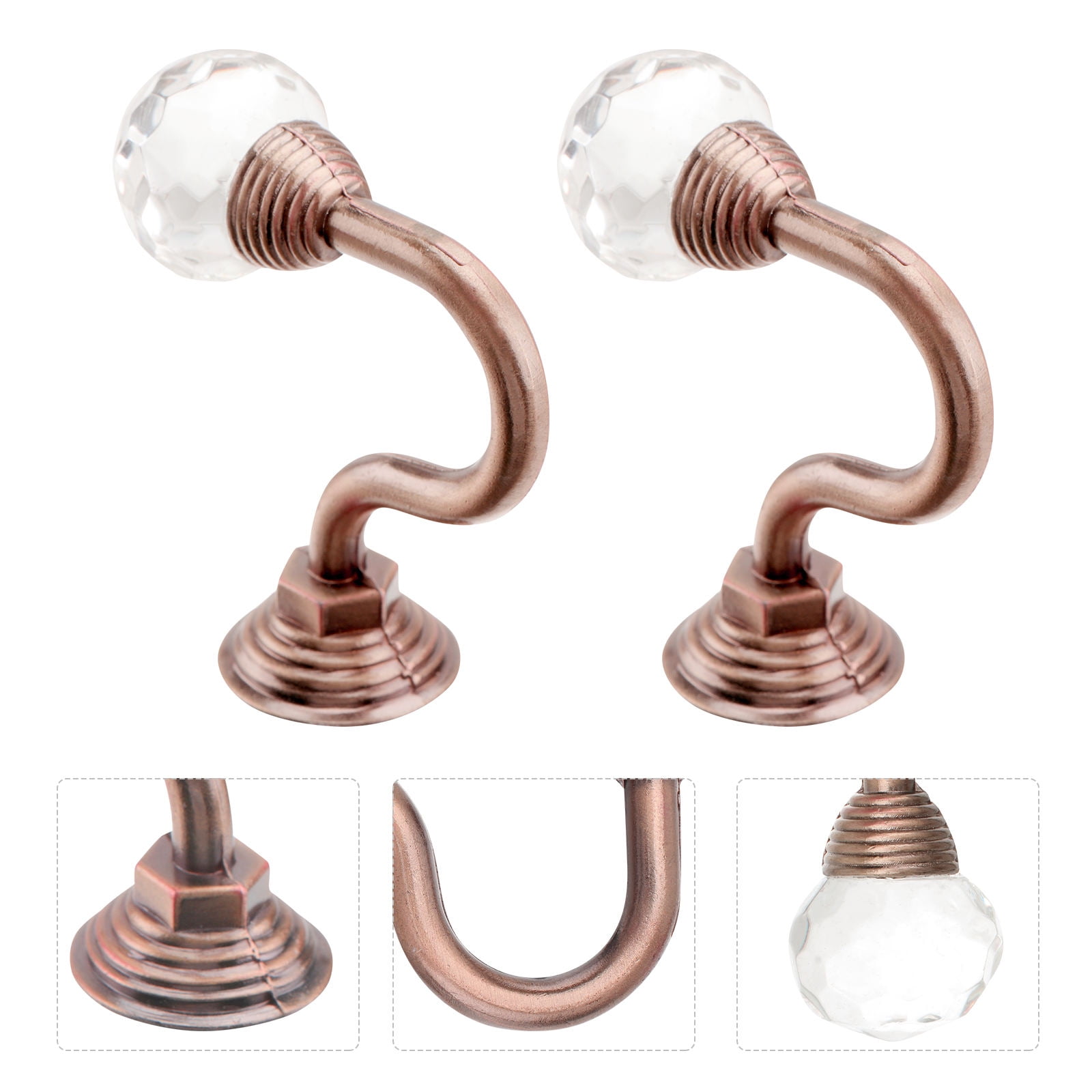 PBPBOX Heavy Duty Wall Hooks Curtain Pull Back Hooks Coffee Zinc Alloy ...