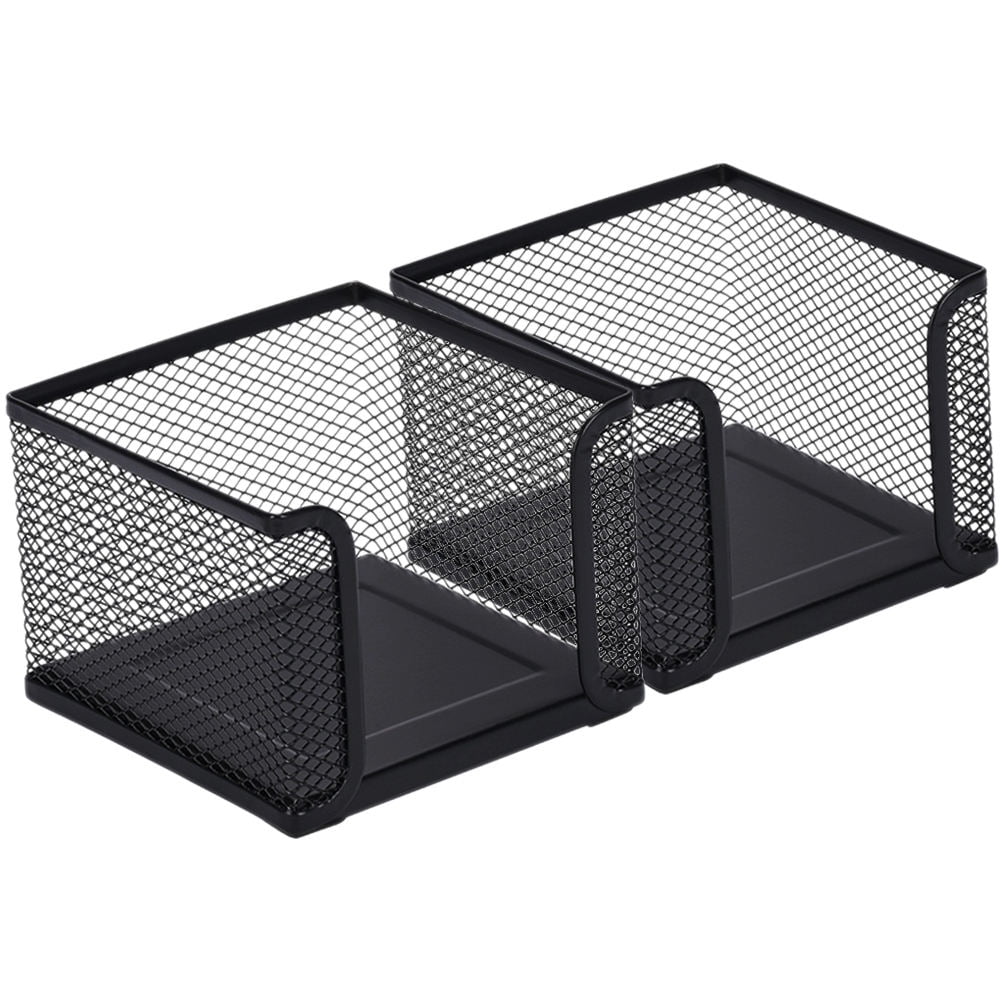 PBPBOX 2Pcs Black Desktop Notepad Holder Memo Papers Container Office ...