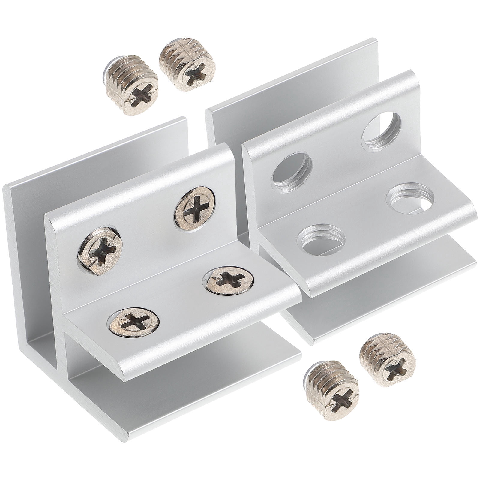 PBPBOX 2Pcs Bracket for Glass Silver Aluminum Alloy 90 Degrees Angle ...