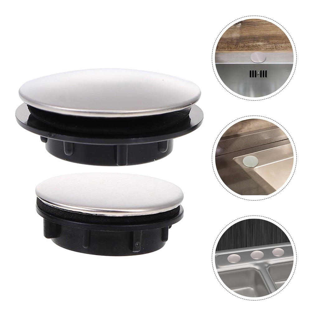 PBPBOX 2Pcs Kitchen Sink Hole Covers Plastic Silver Round Classic ...