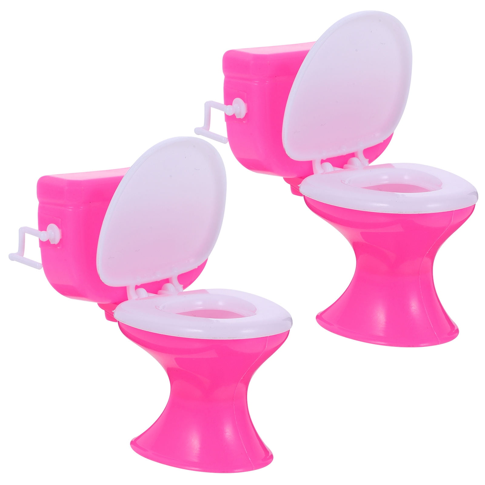 PBPBOX 2Pcs Miniature Toilet Plastic Pink Cognitive Ability Improvement ...