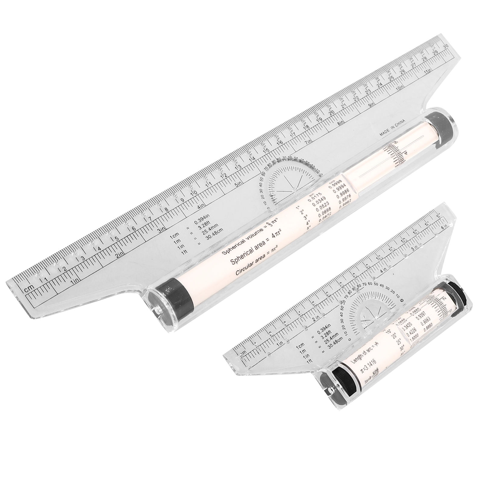 PBPBOX 2Pcs Transparent Multi Use Plastic Measuring Ruler Tool for ...