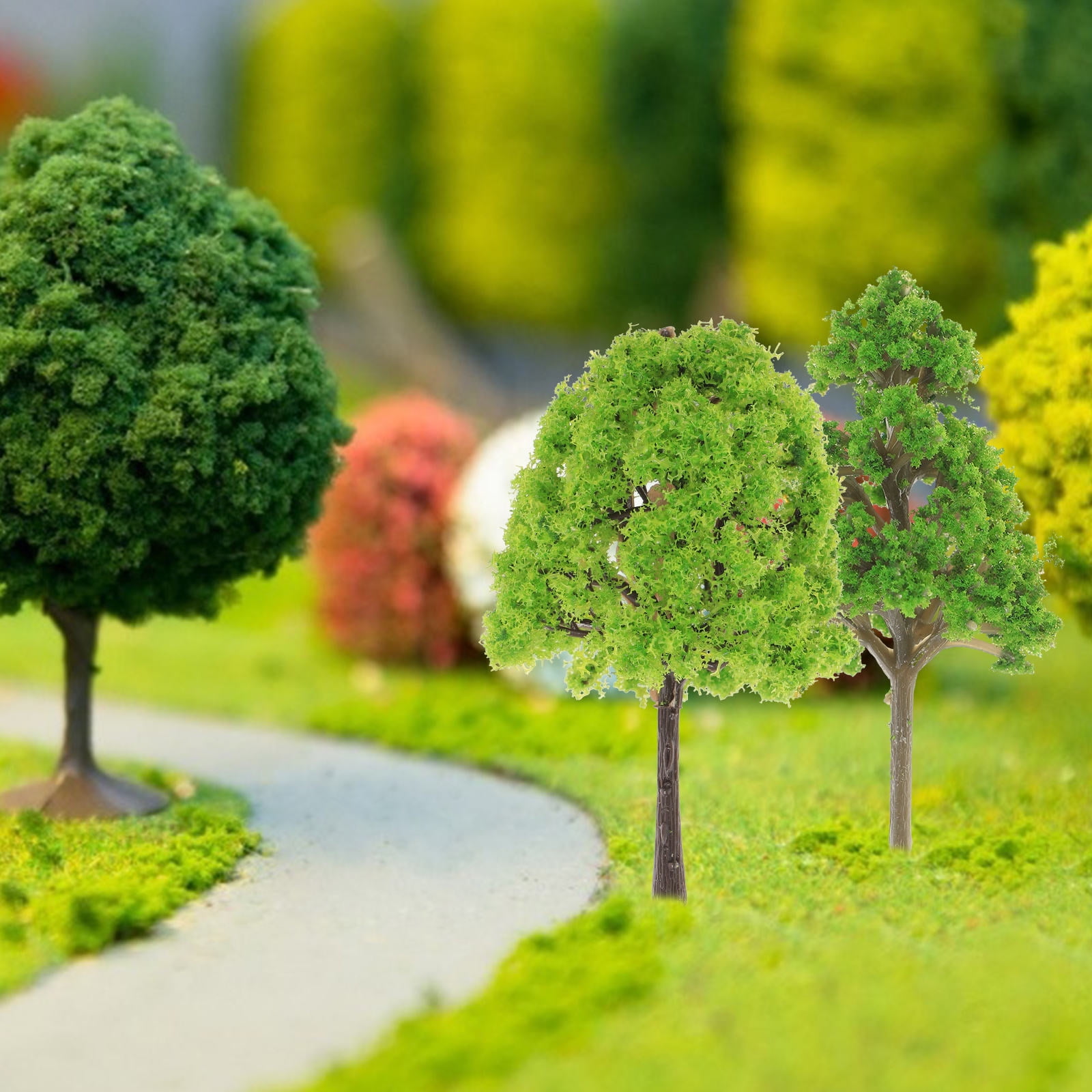 PBPBOX Miniature Trees Plastic Small Trees for Crafts Green DIY ...
