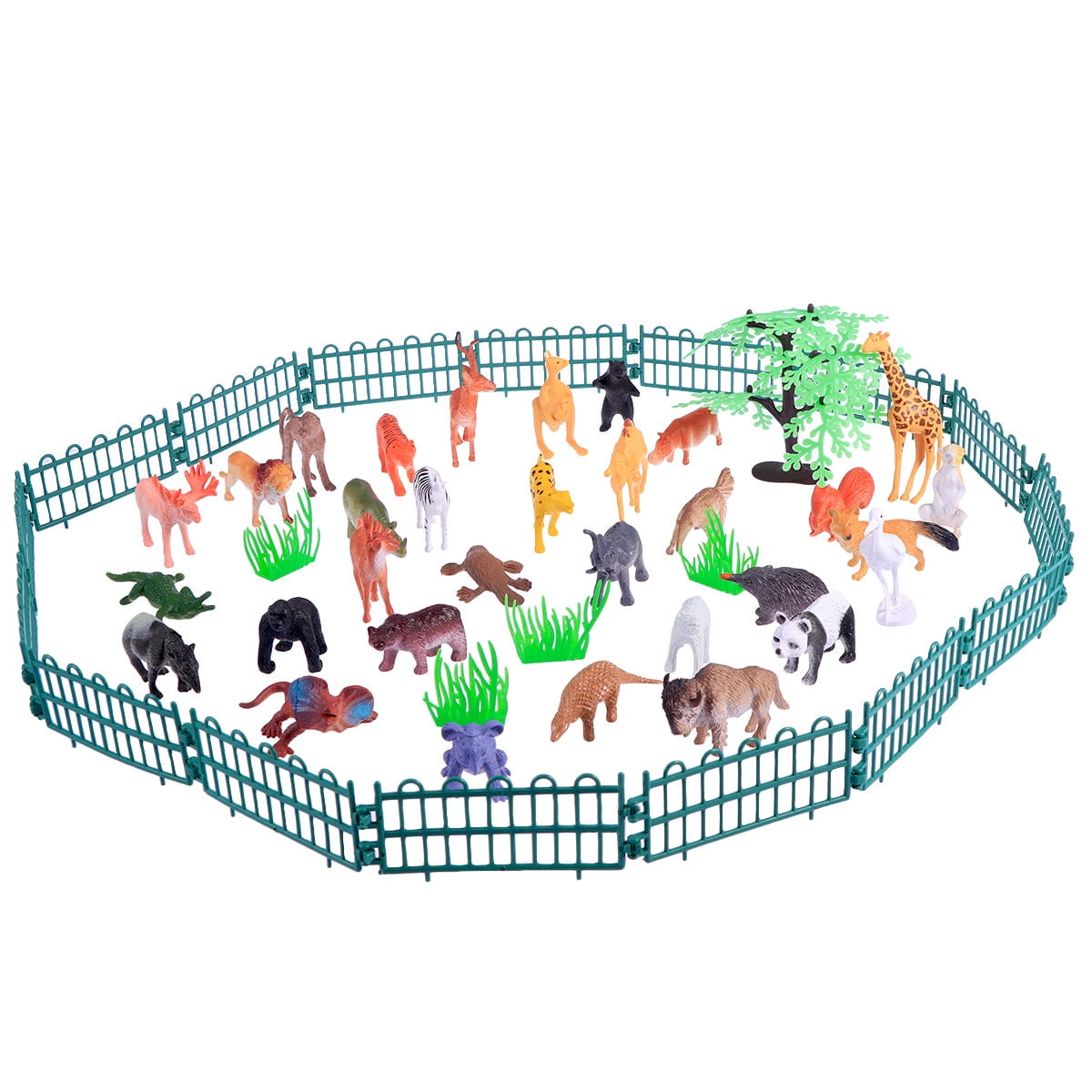 PBPBOX 32 Pcs Jungle Animals Figures Set Assorted Color for Farm Animal ...