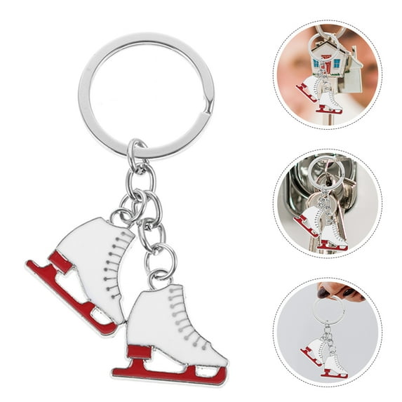 PBPBOX 3Pcs Adorable Skate Keychain White Metal Skates Key Buckles for ...