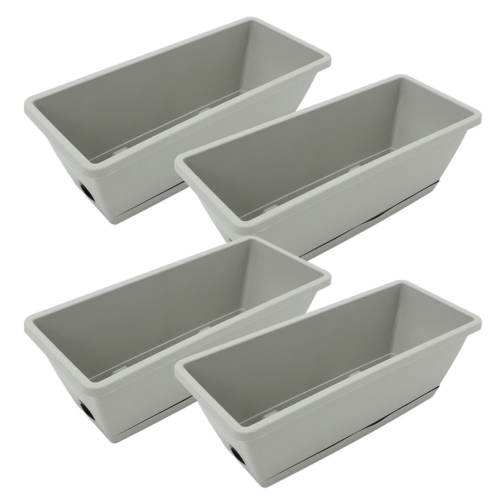 PBPBOX 4Pcs Grey Flower Plant Pot Plastic Resin Garden Planters ...