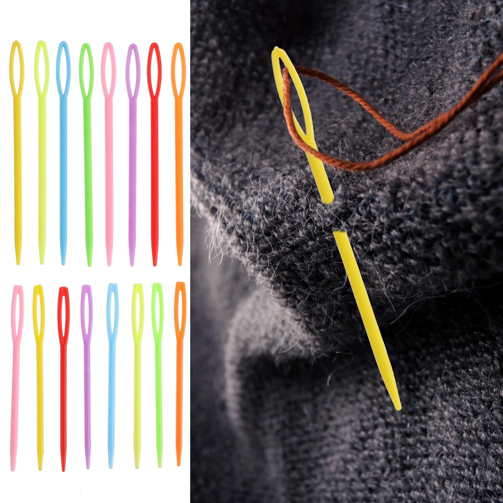PBPBOX 50pcs Large Darning Needle Plastic Assorted Color with Large Eye ...