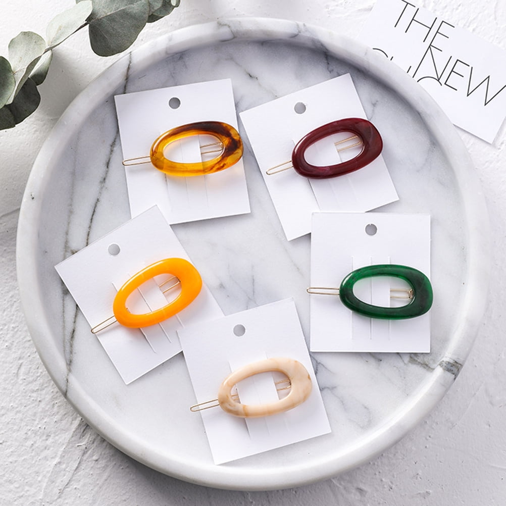 PBPBOX 5Pack Hair Holding Oval Hair Barrettes Simple Design for Girls ...