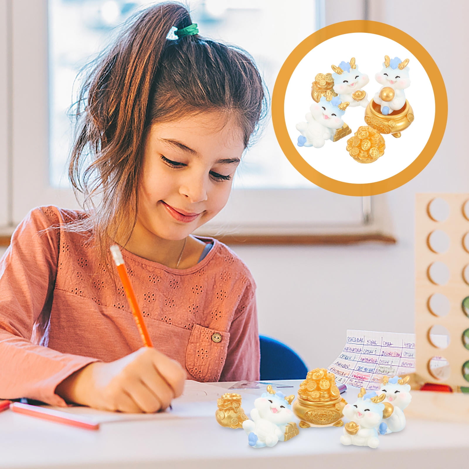 PBPBOX 6 Pcs Micro Landscaping Decoration Dragon Model Mini Resin Assorted Color Collectible ...