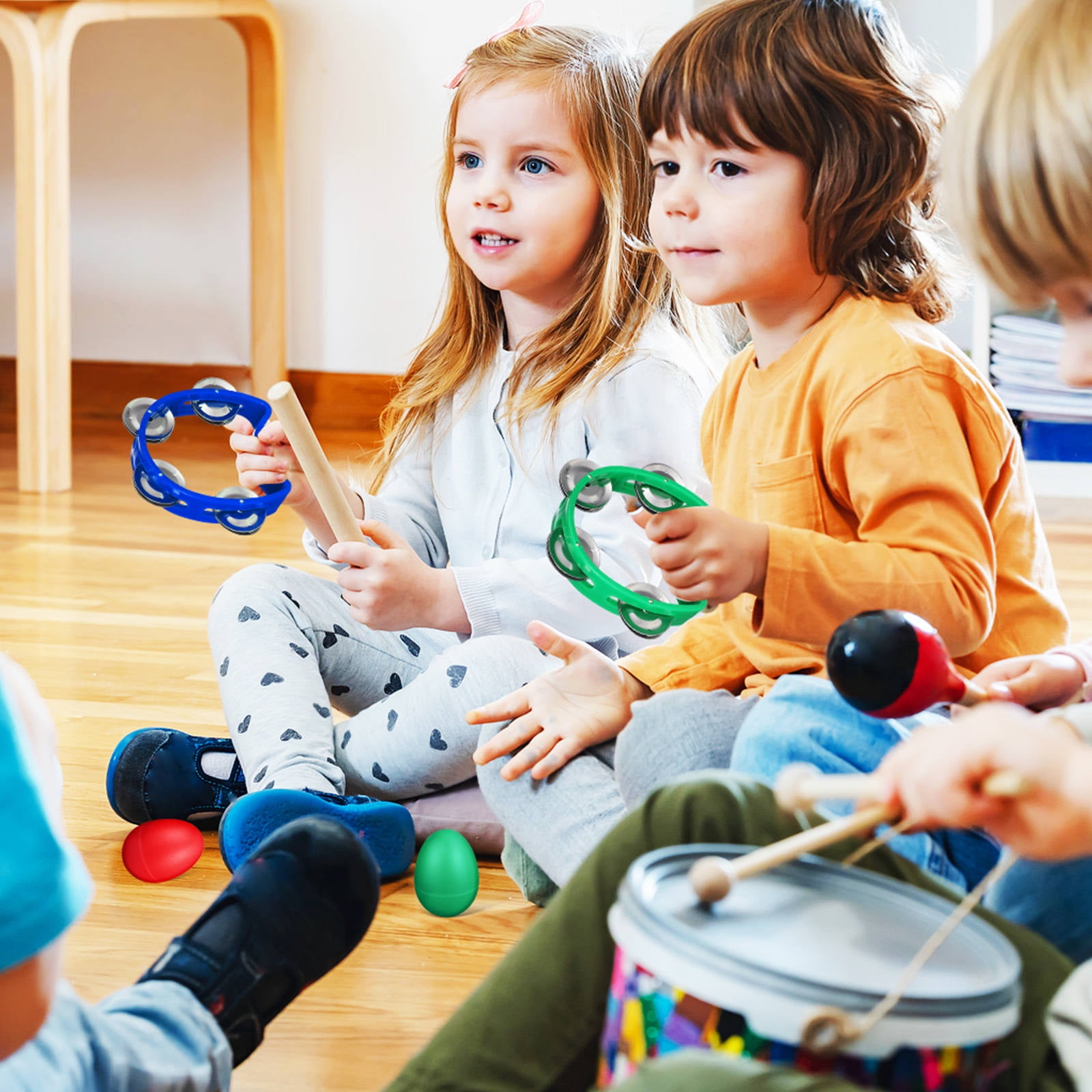 PBPBOX 8 Pcs Tambourine With Egg Handheld Percussion Instruments For Music Classes Celebrations ...