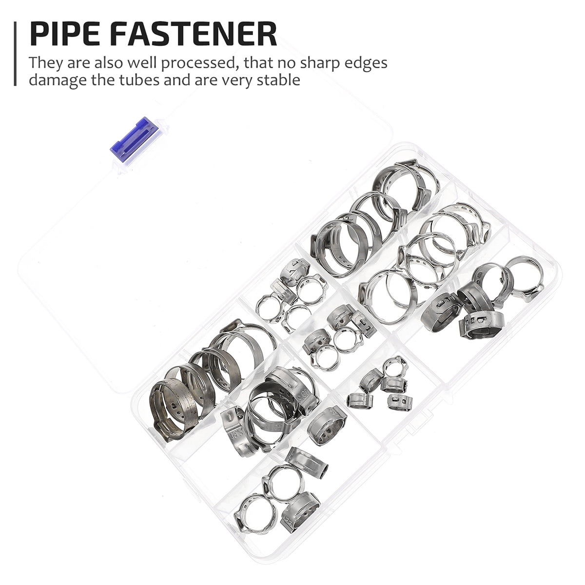 PBPBOX 80Pcs Adjustable Stainless Steel Hose Clamps Single Ear Hose ...