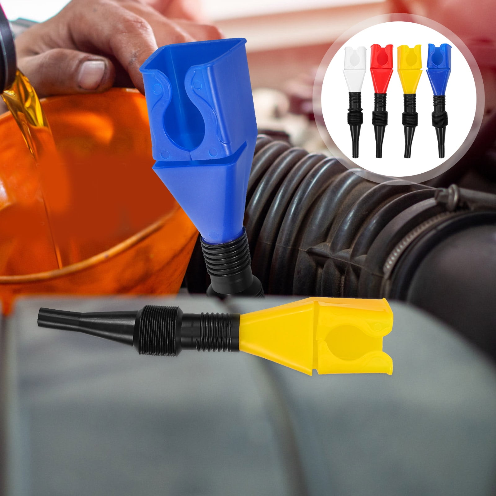 PBPBOX 8Pcs Gas Funnel For Automotive Use Red Flexible Hose Plastic ...