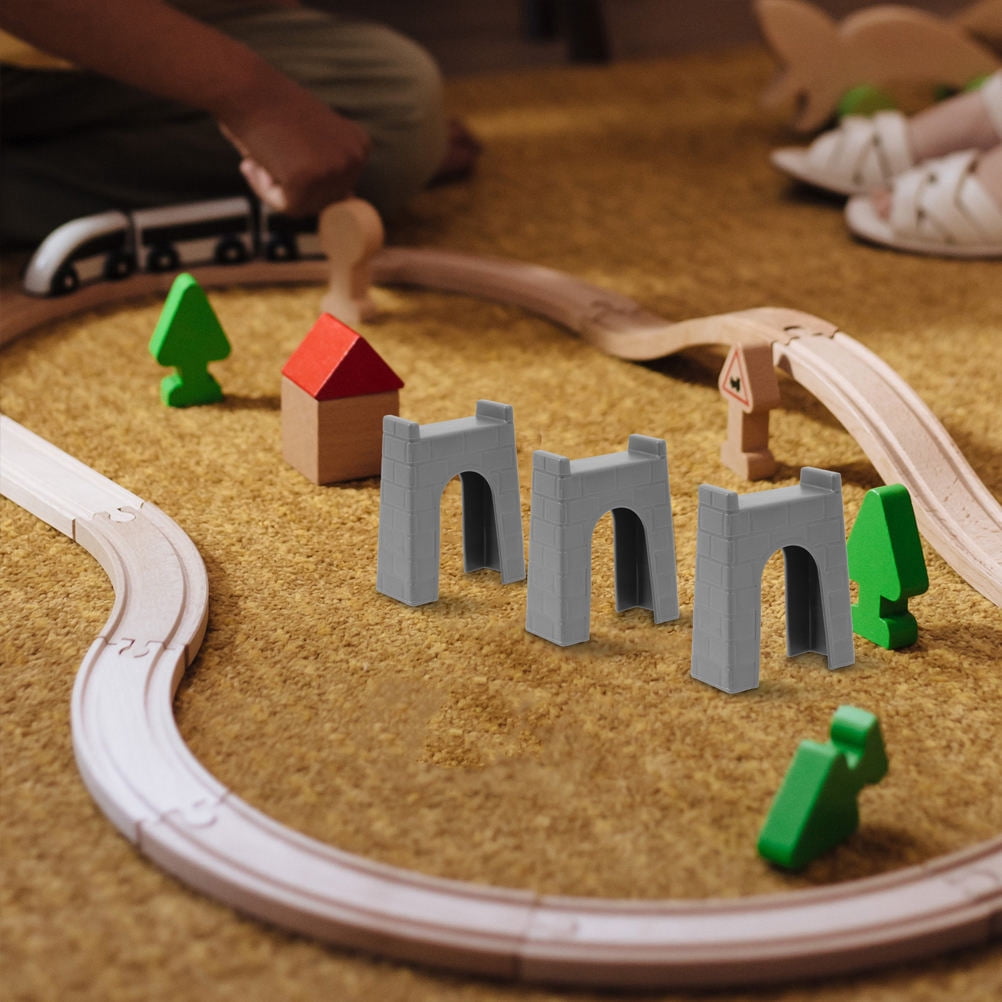 PBPBOX 9Pcs Train Track Pieces Grey Plastic Railway Train Bridge Pier ...
