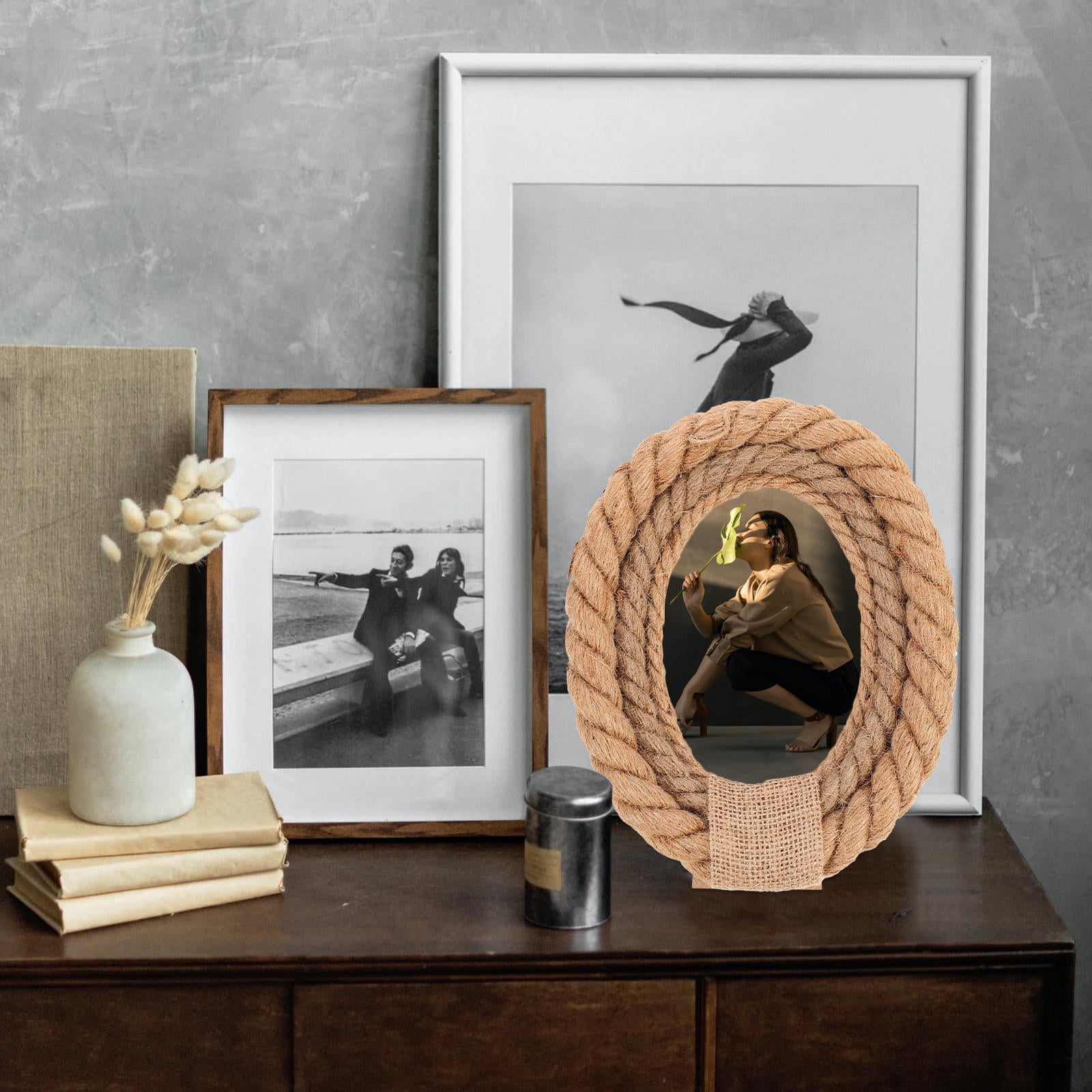 PBPBOX Rustic Photo Frames Woven Rope Khaki 1Pcs - Walmart.com