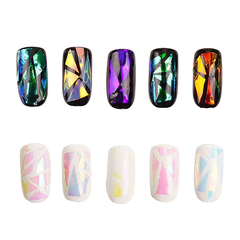 PBPBOX Assorted Color Broken Glass Foils Nail Art Decal Sticker Set 10 ...
