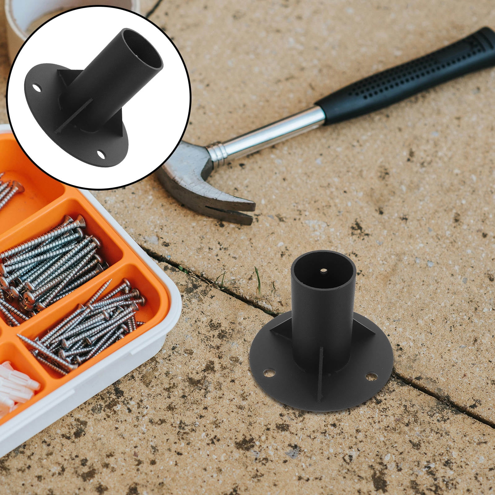 PBPBOX Black Steel Deck Flange Heavy-Duty Bracket for Secure ...