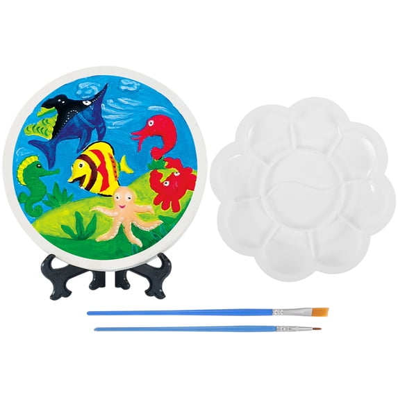 PBPBOX Blue DIY Paint Yourself Ceramics Set for Kids Crafts with Smooth ...