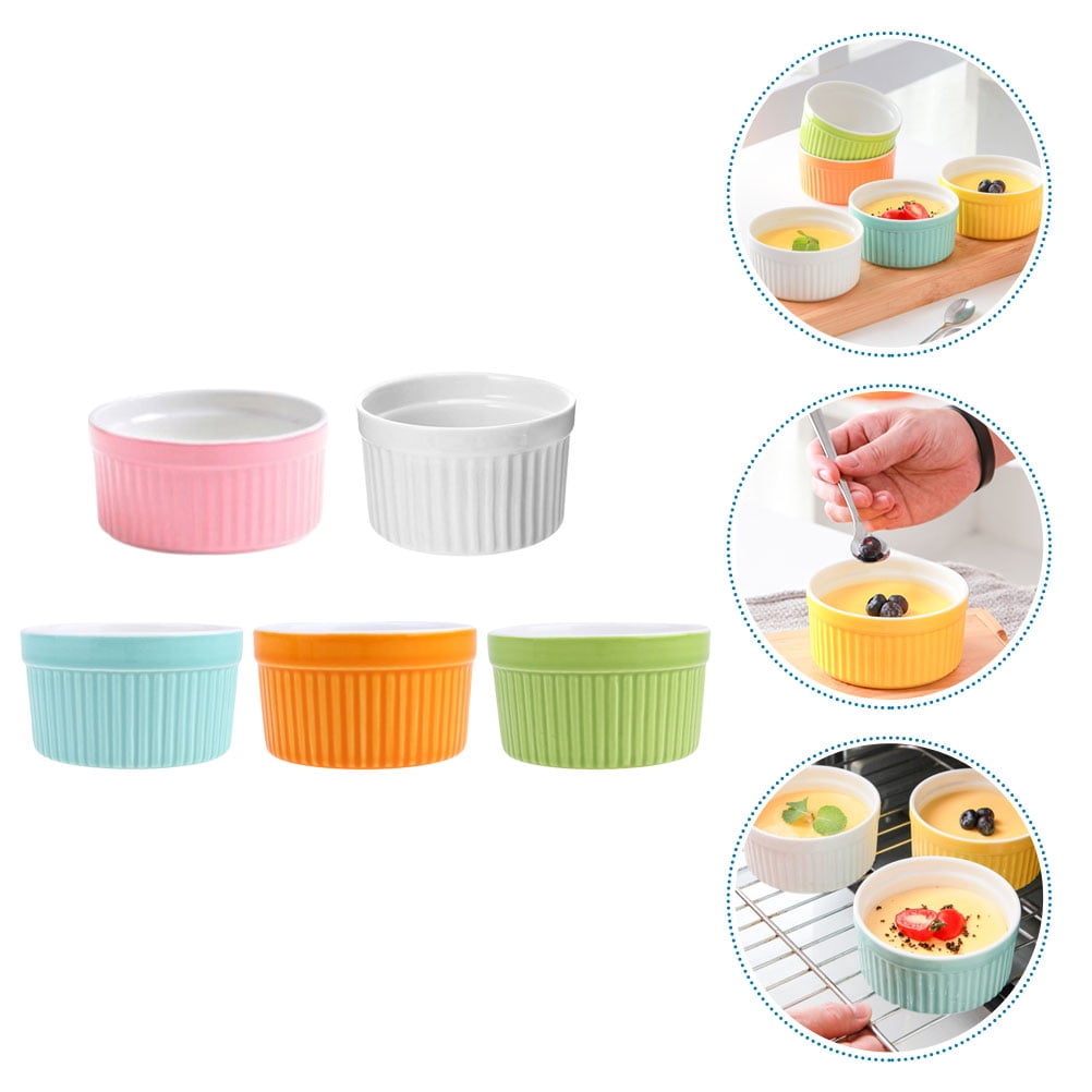 PBPBOX 5Pcs Ceramic Baking Bowls Set Assorted Colors Oven Safe Ramekins ...