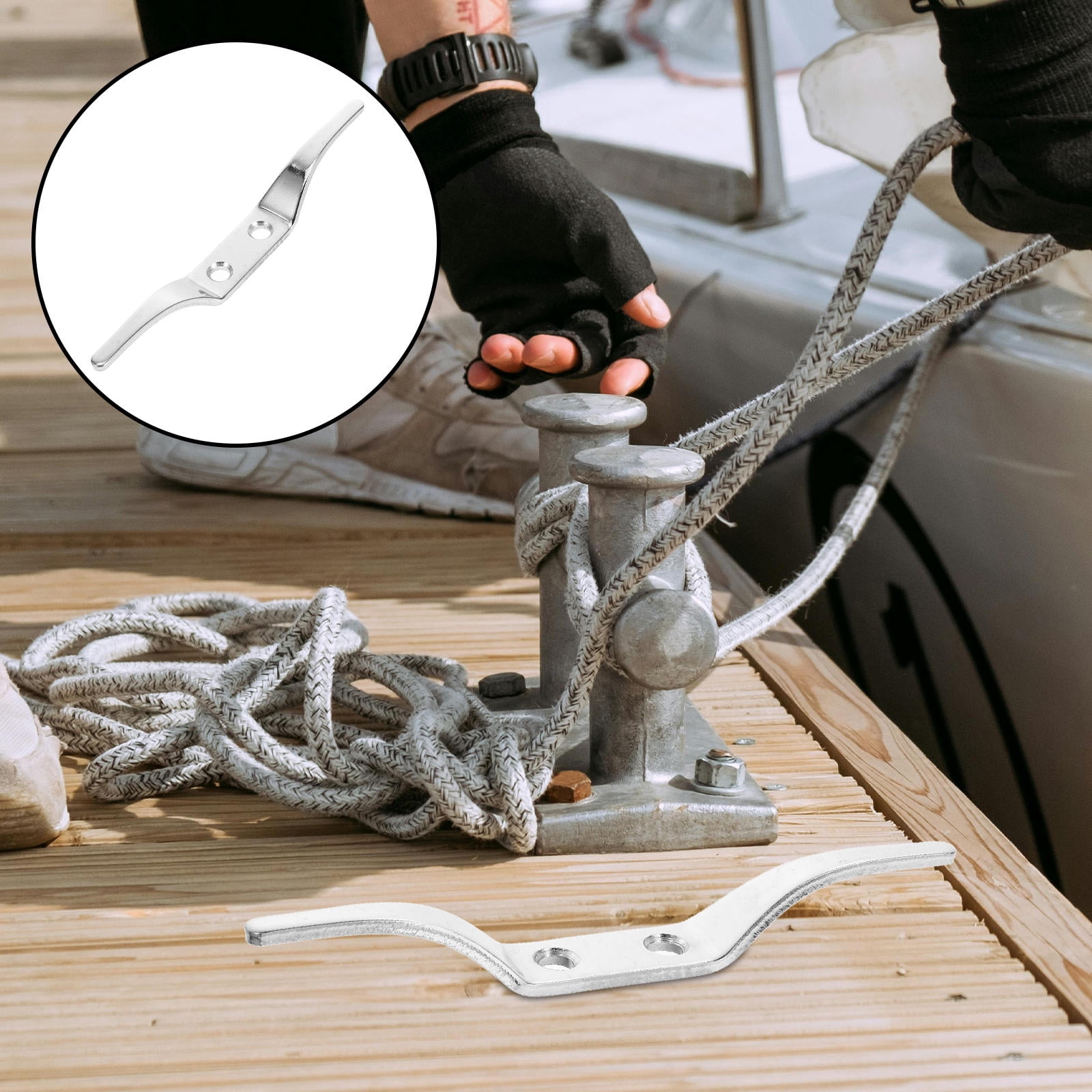 PBPBOX Cleat Hook 1Set Zinc Alloy Boat Rope Cleat Silver Stable Design ...