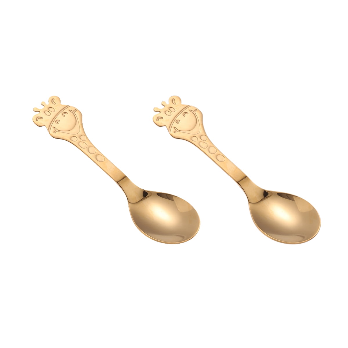 PBPBOX Cute Spoons Stainless Steel Salad Dessert Use Golden 1Pack ...