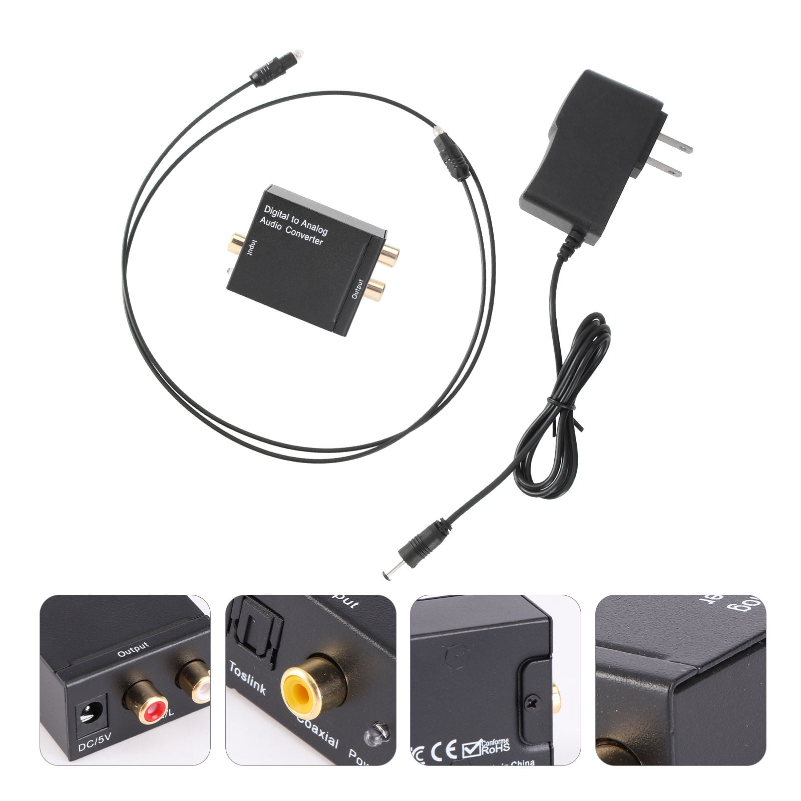 PBPBOX Digital to Analog Audio Converter Optical to R Adapter Compact ...