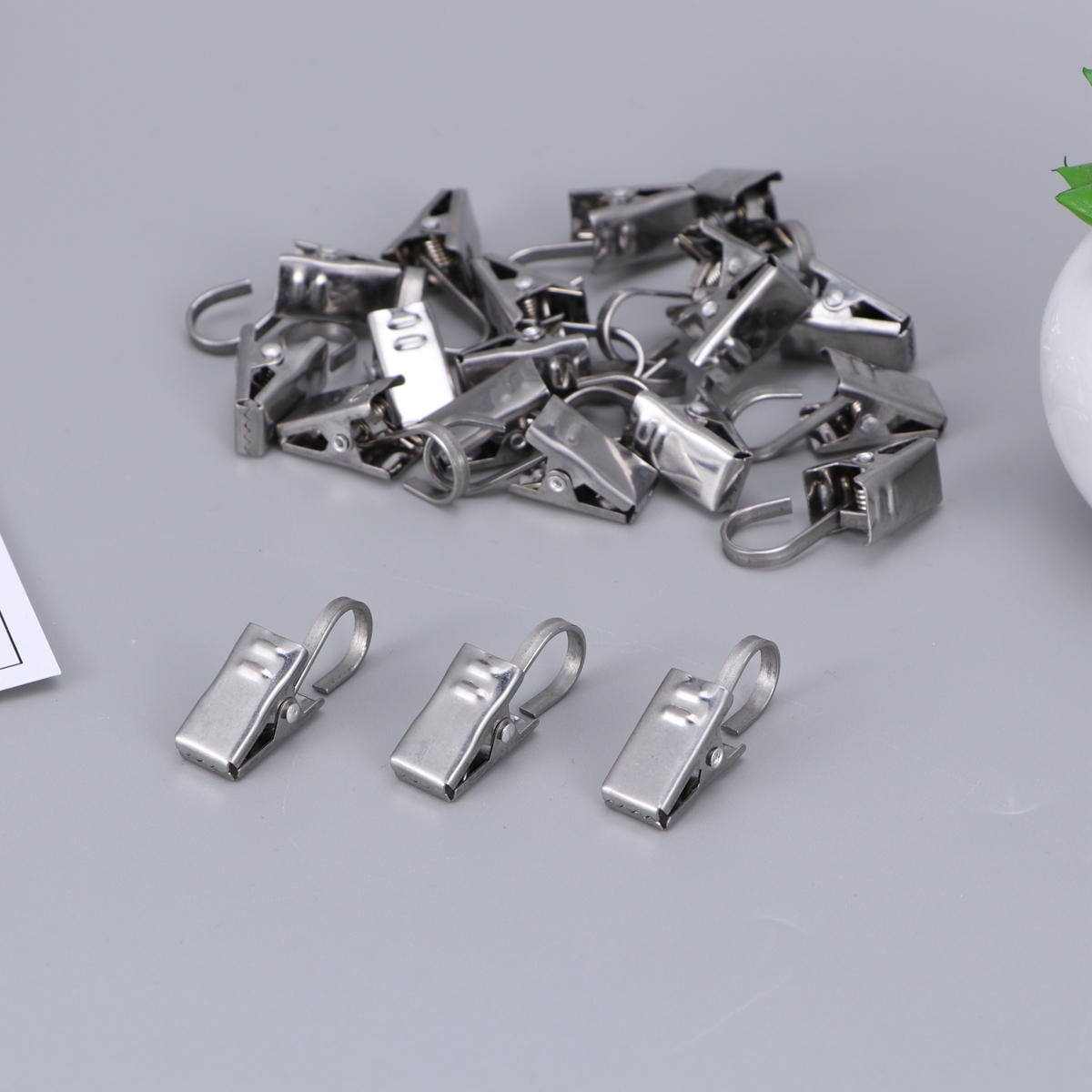 PBPBOX Curtain Rod Clips Satin Nickel Stainless Steel 20Pcs 1.3In X 0 ...