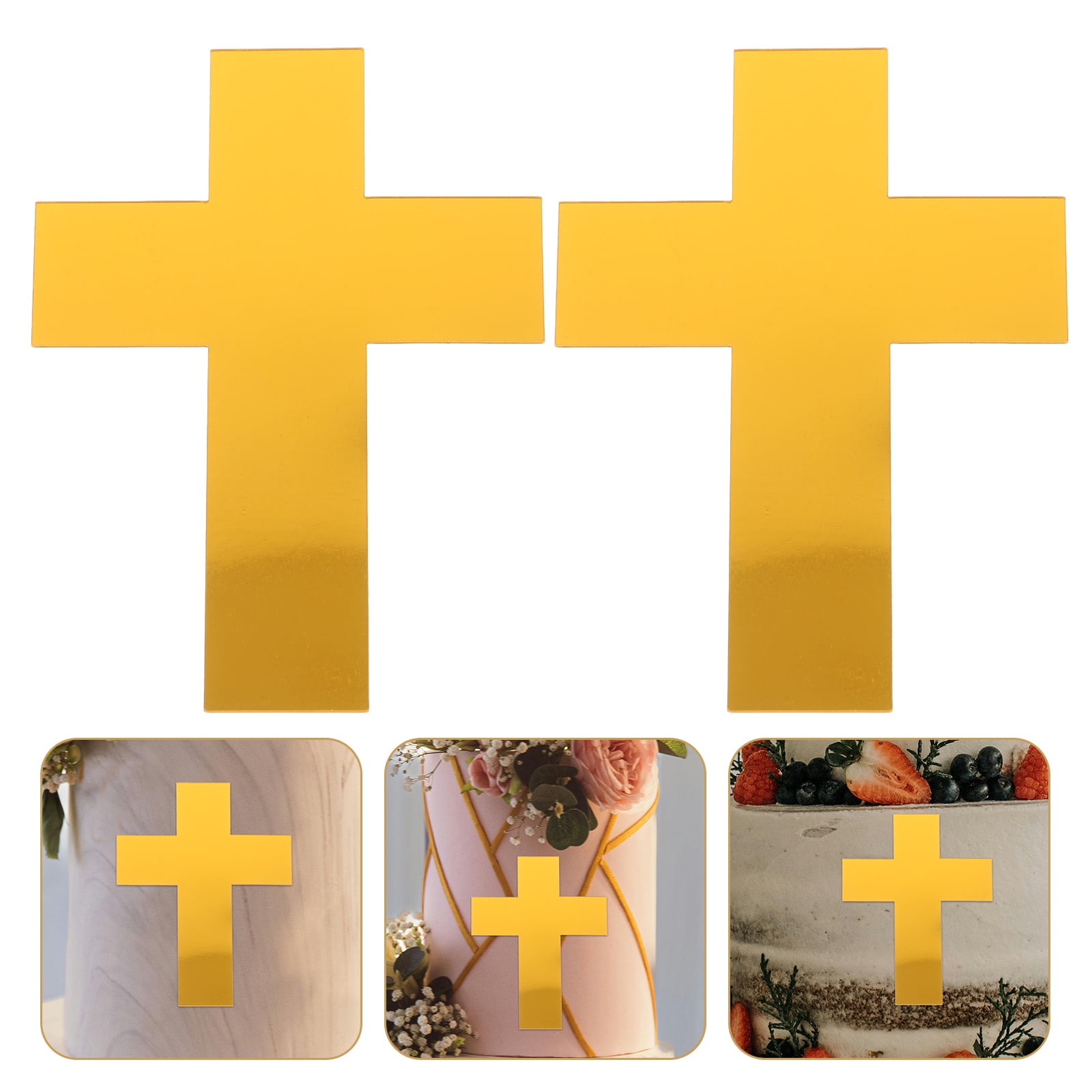 PBPBOX Acrylic Cross Cake Toppers, Golden, Perfect for Birthday Parties ...