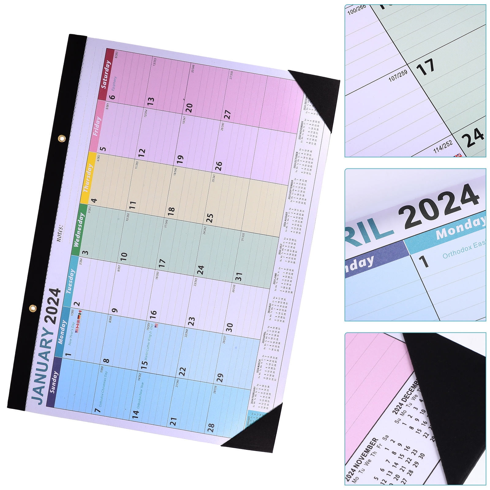 PBPBOX Sturdy 2024 Wall Calendar for Home Daily Use with Assorted ...