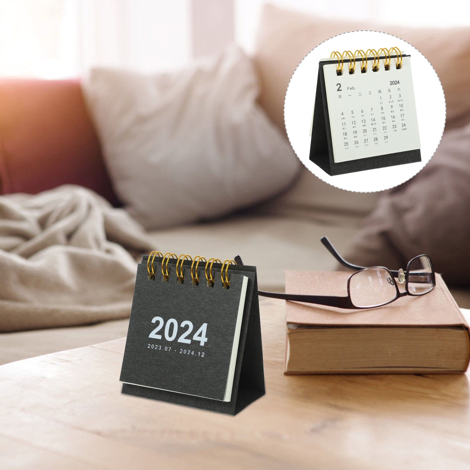 PBPBOX Monthly Flip Calendar Simple Desk Calendar Black Paper 1Set for ...