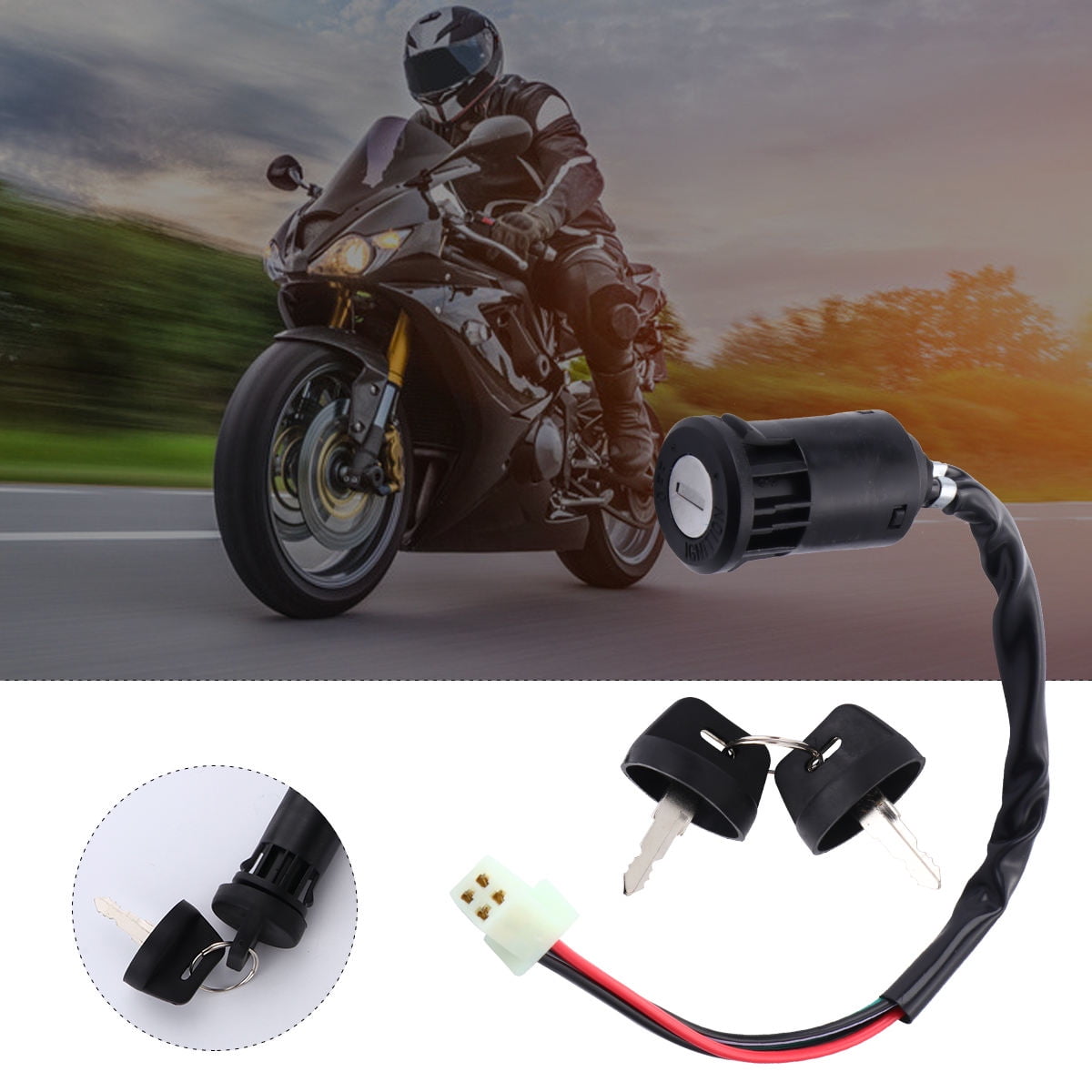 PBPBOX Motorcycle Engine Starter Key Set with Black Metal and Plastic ...