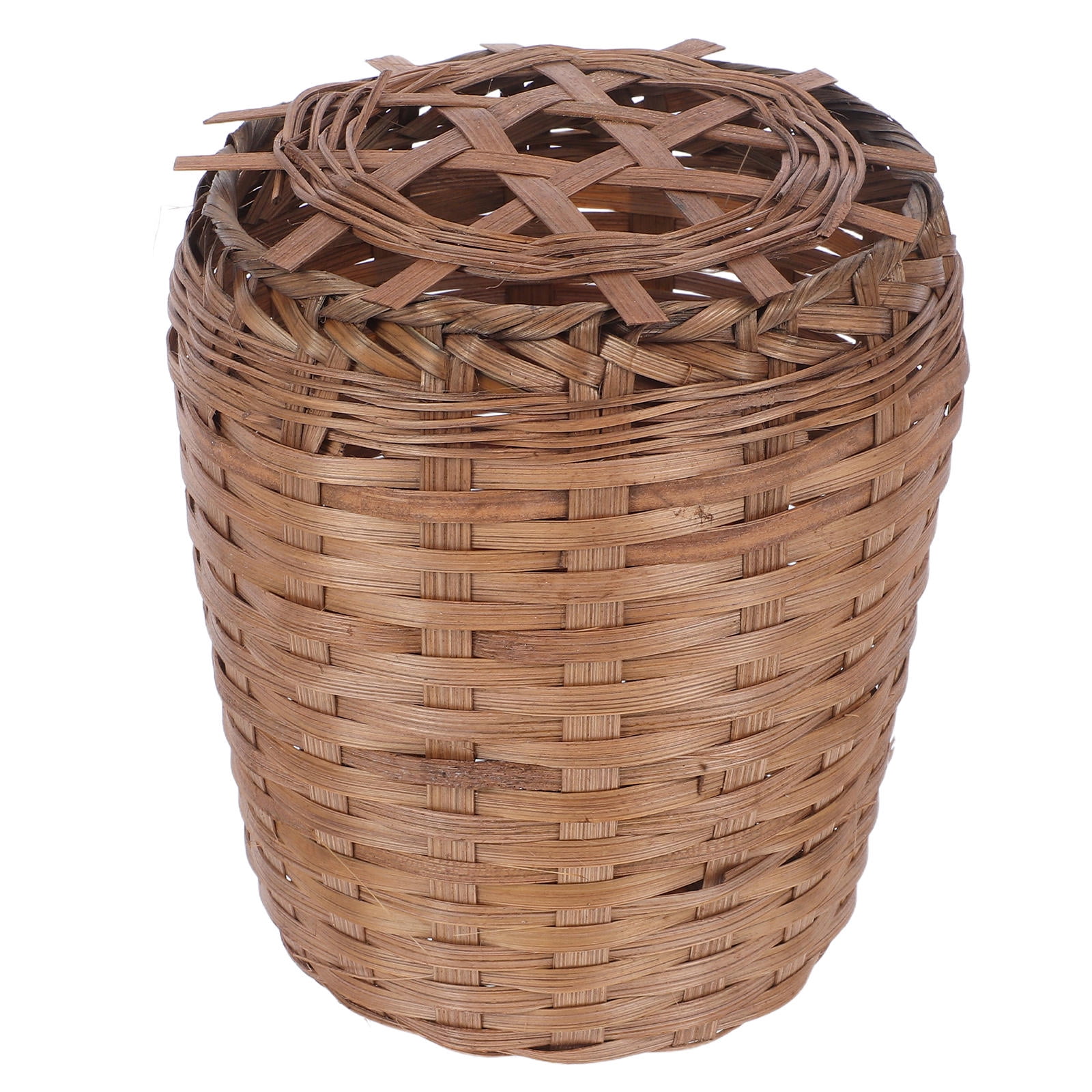 PBPBOX Rustic Litter Trash Can Wood Round Storage Bin For Home Bathroom ...