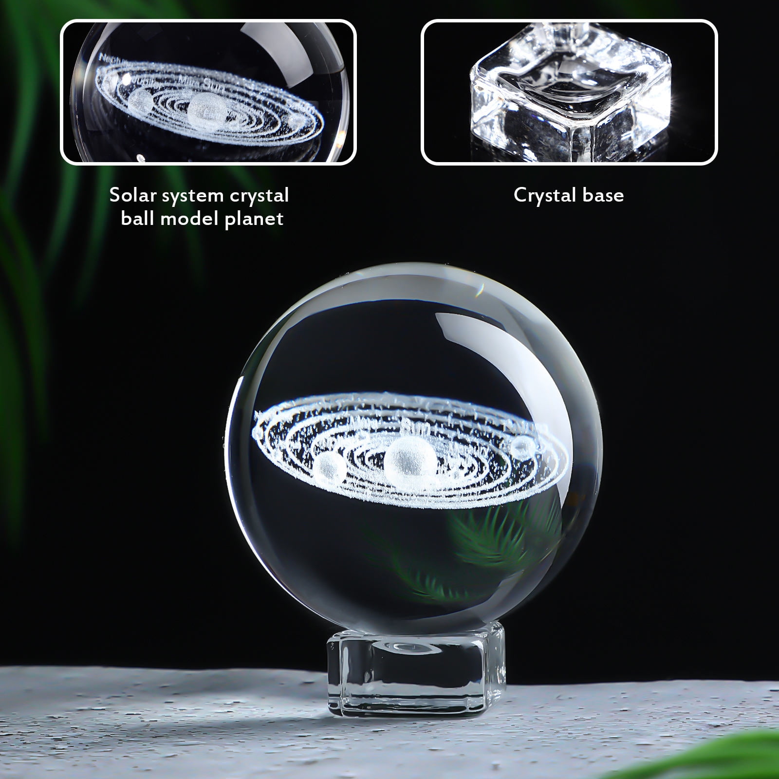 PBPBOX Decorative Clear Crystal Ball with System Planets Sphere ...