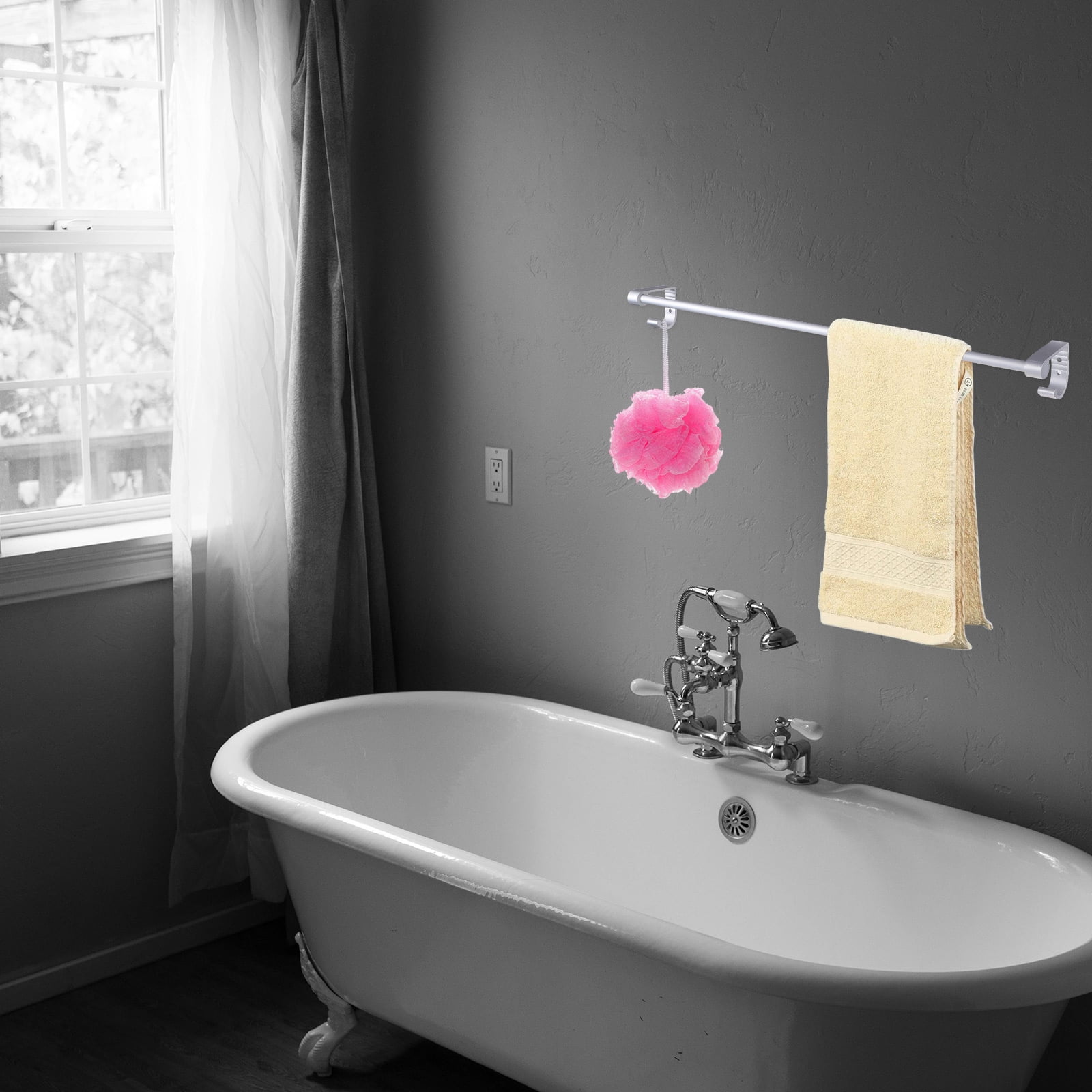PBPBOX Creative Aluminum Towel Shelf with Hooks for Bathroom and ...