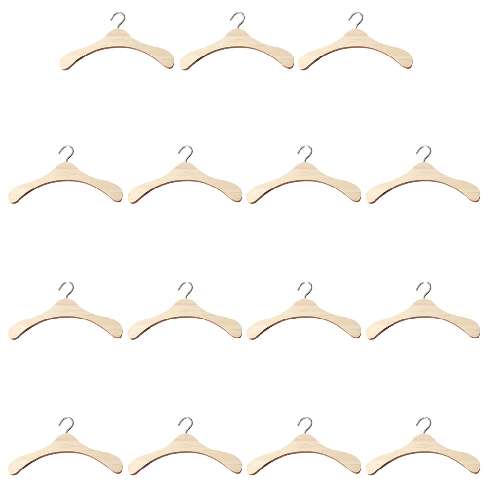 PBPBOX Wooden Miniature Hangers for Doll Clothes Display and Storage 15 ...