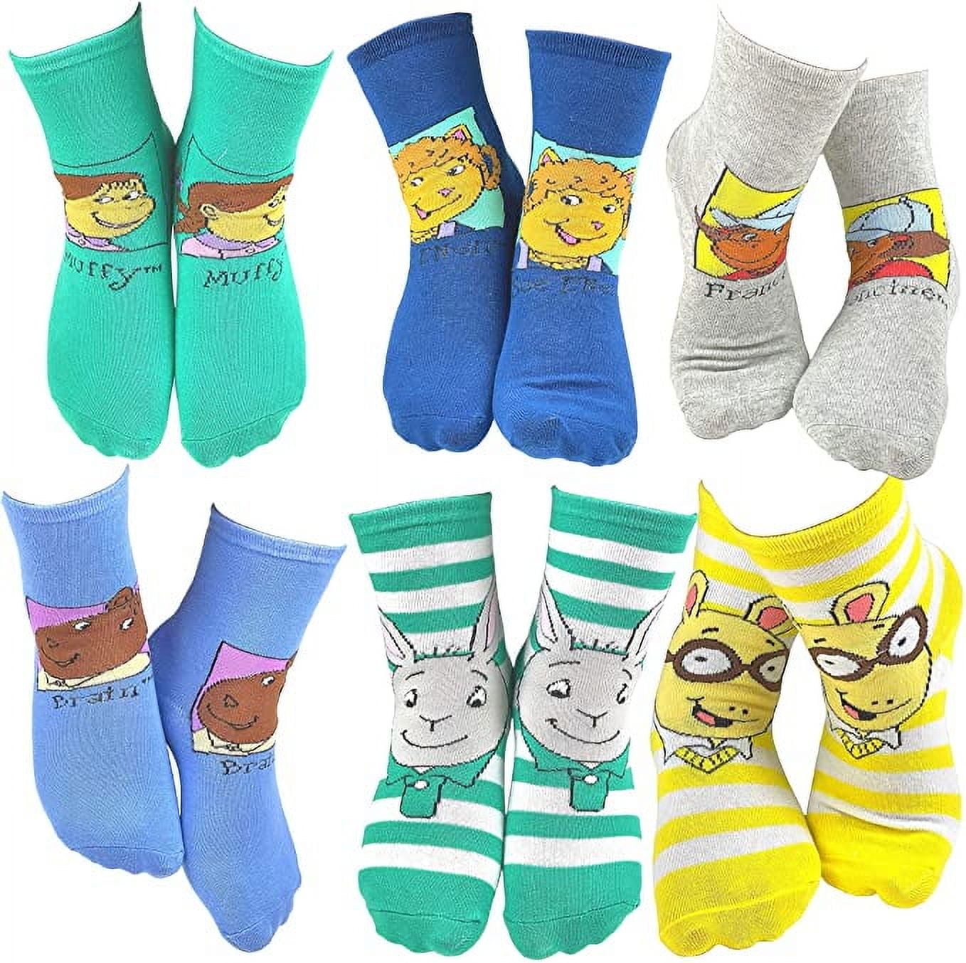 PBS Kids Arthur And Friends Kid's Crew Socks - 6 Pair Pack - Walmart.com