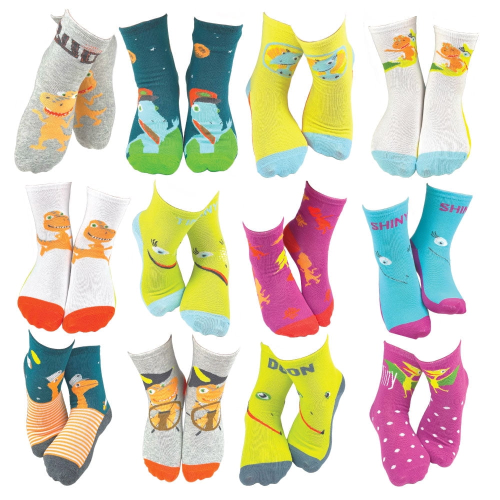 PBS Kids Dinosaur Train Girls Crew Socks 12 Pack Gift Set - Walmart.com