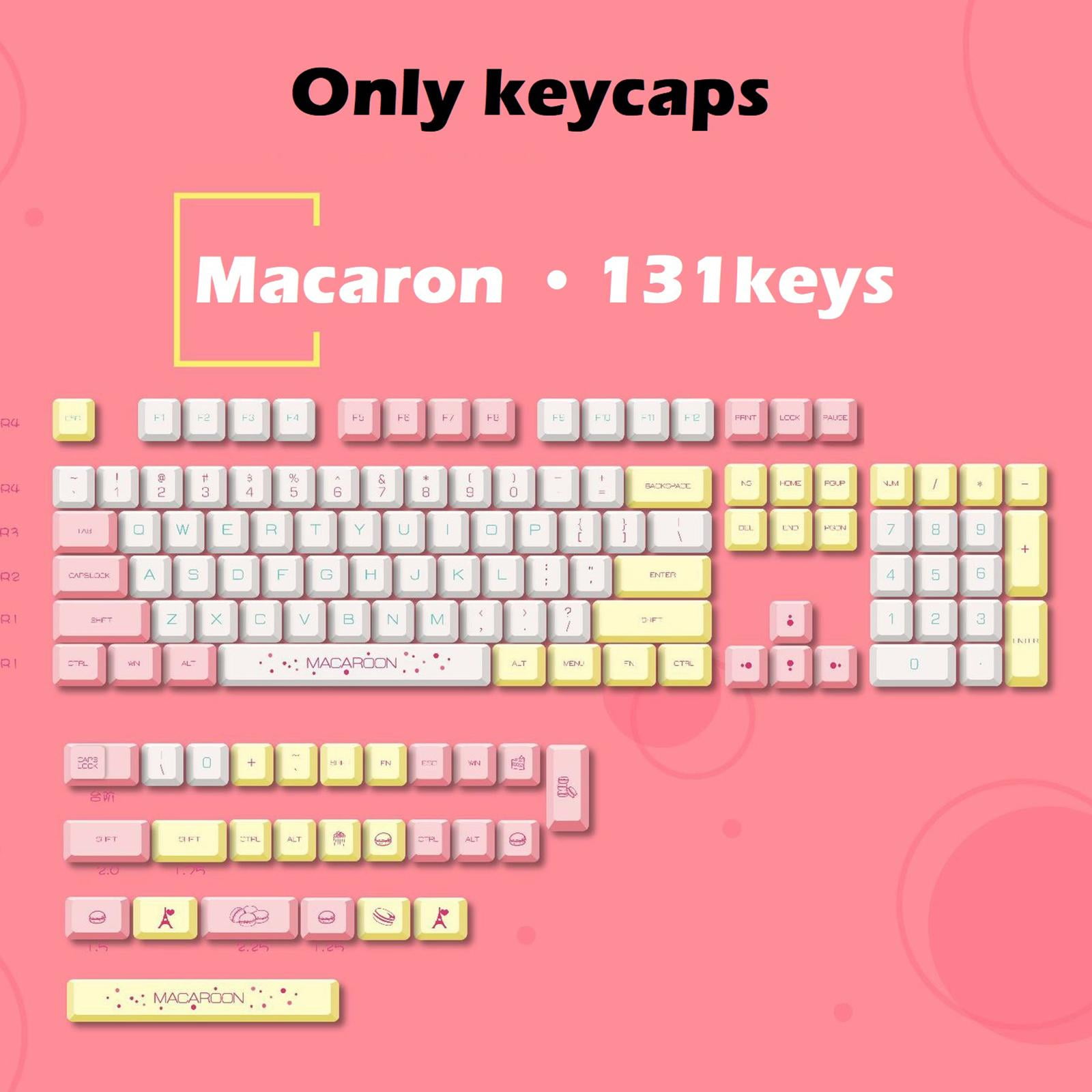 PBT 131 Keys Kits Universal Multicolor for Box Mechanical Keyboard ...