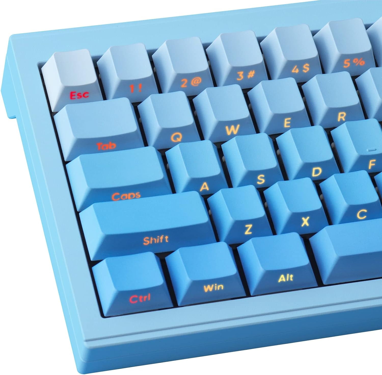 PBT Keycaps - Gradient Blue Keycaps, Side Engraving Keycap Set, Double ...