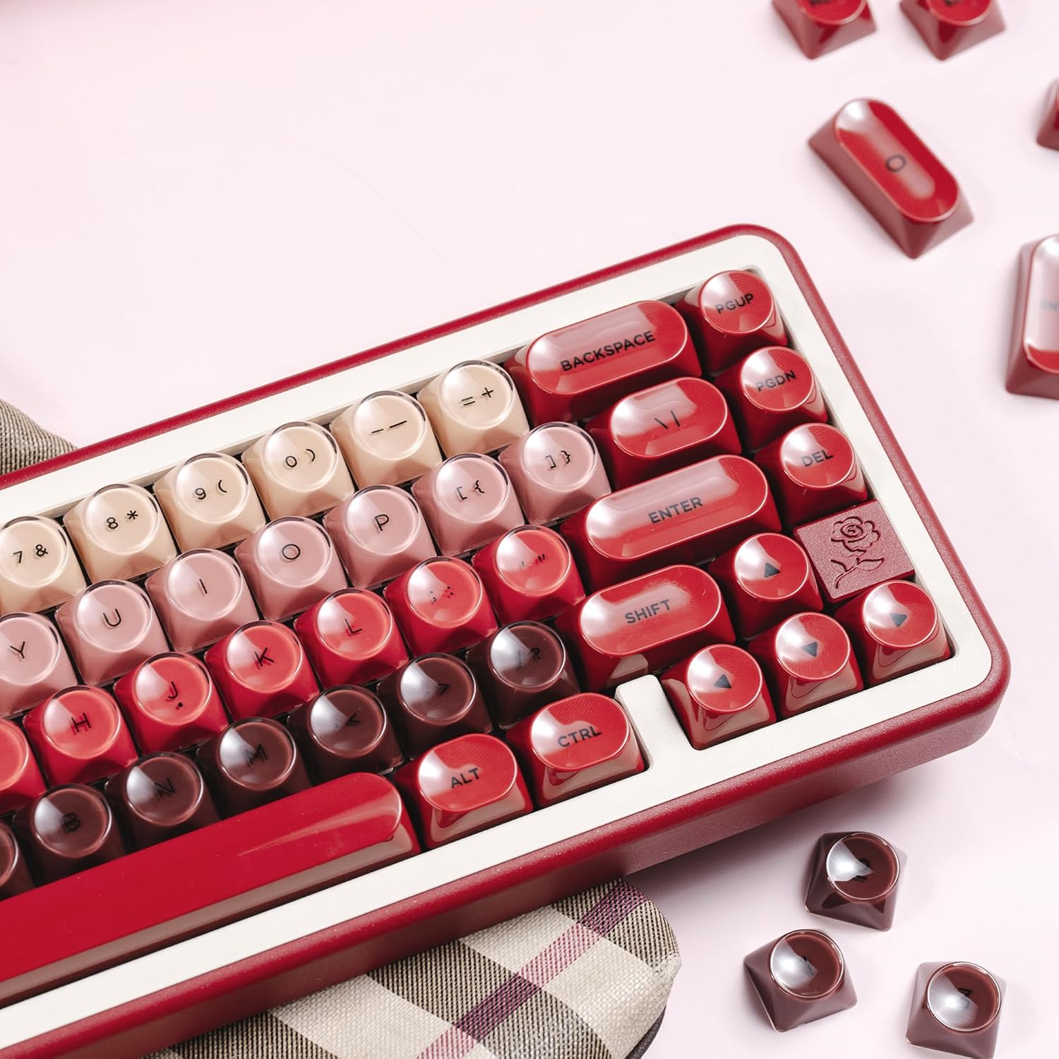 PBT Keycaps, Red Lipstick Jelly Keycaps MOA Profile, 128 Keys Elegant ...